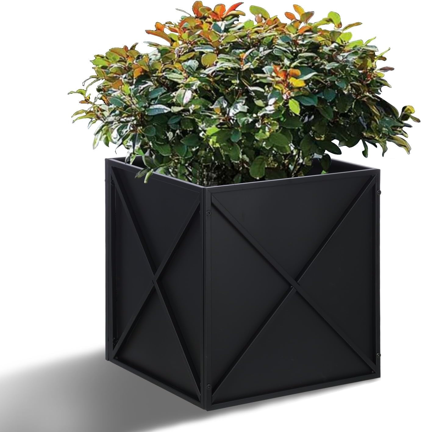 Metal Square Planter Box Tall Planters for Outdoor Plants Modern Heavy ...