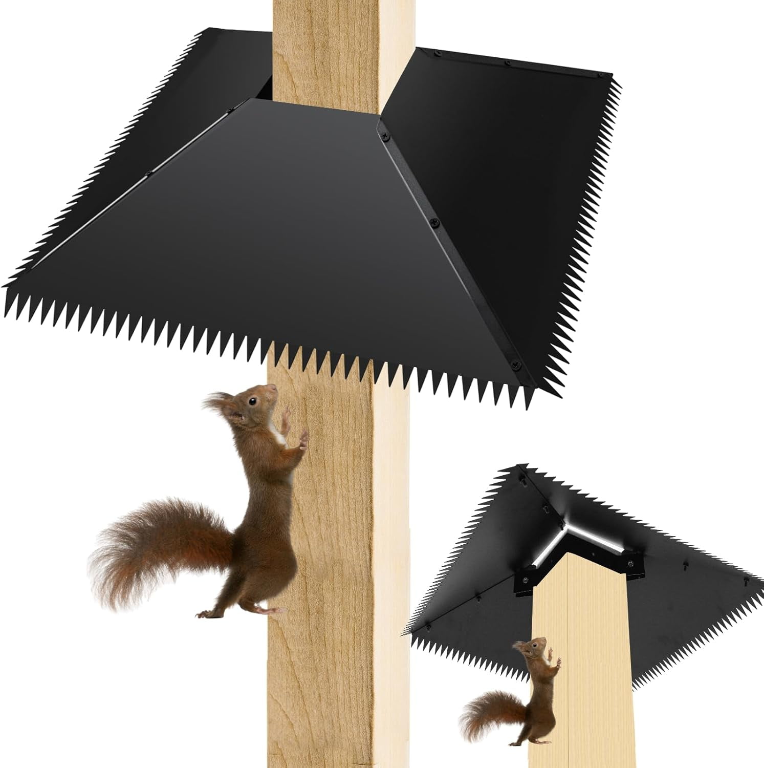 Metal Squirrel Baffle for 4X4 Woden Post, 17" Serrated Bird Feeder ...