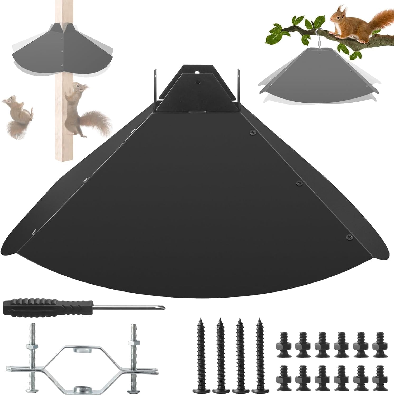 Metal Squirrel Baffle, Heavy-Duty Baffle for Bird Feeder Pole, 19-Inch ...