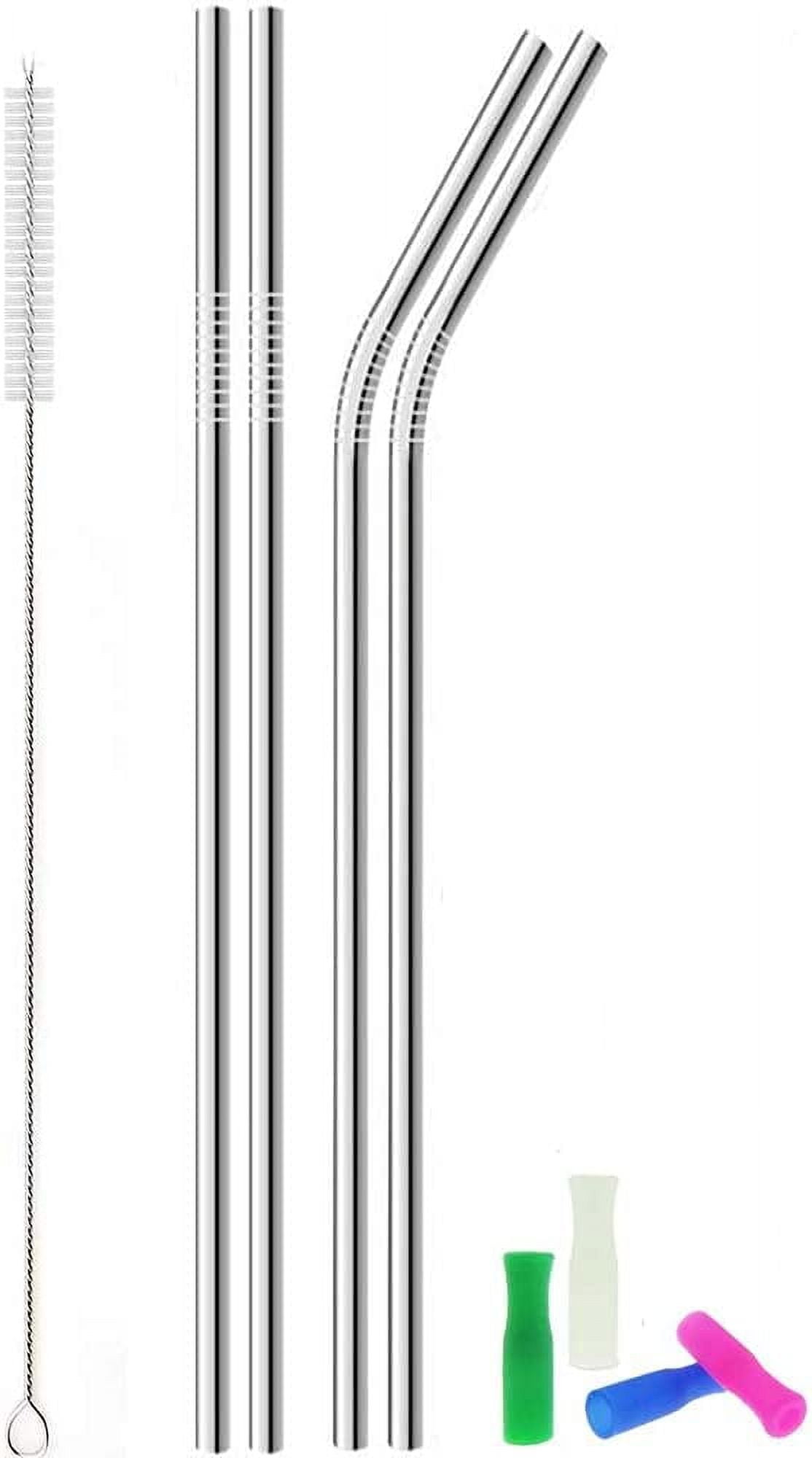 Metal Stainless Steel Straws, 4pcs 12" Ultra Long Reusable Metal ...