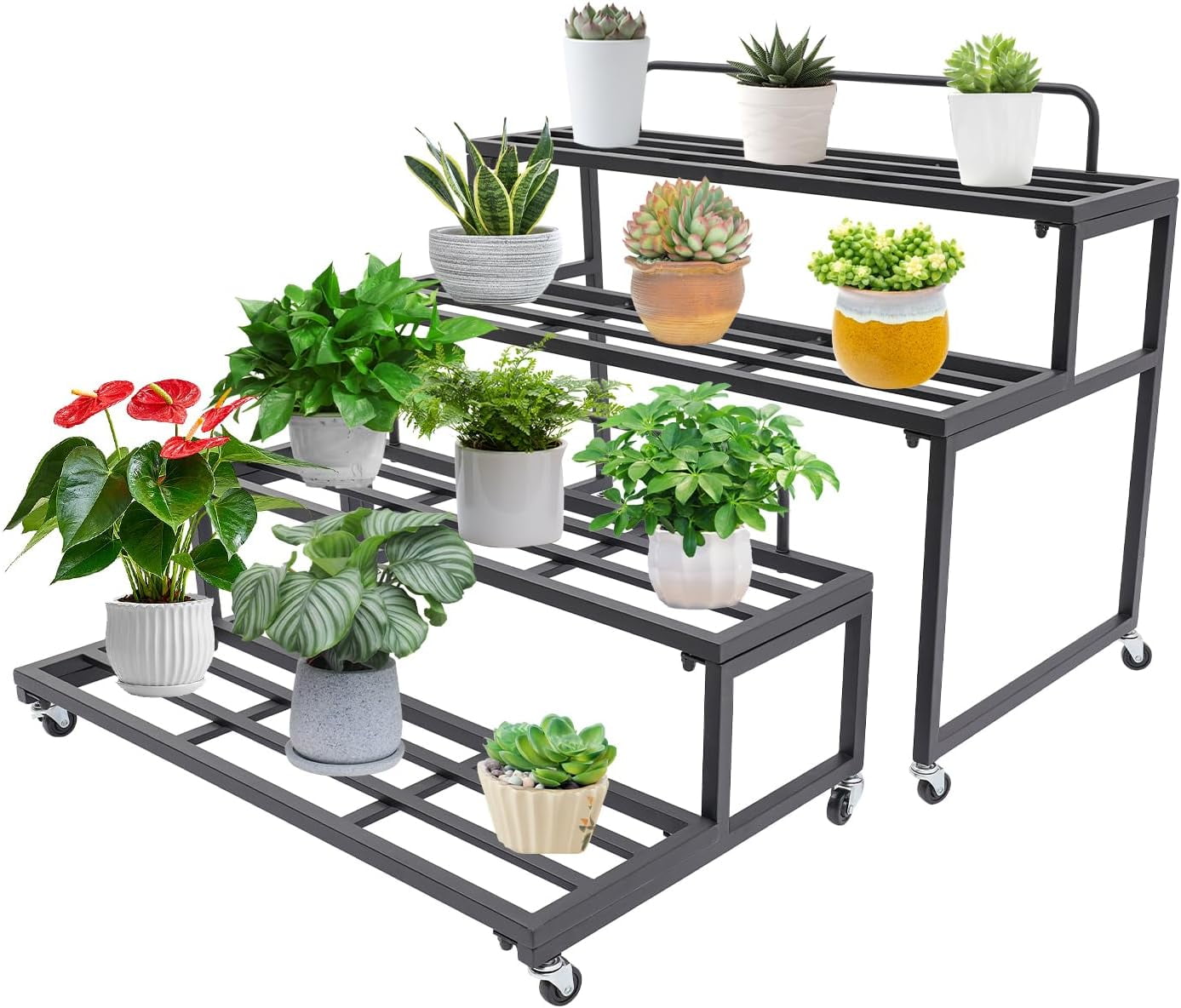 Metal Stand, 4-Tier Aluminum Stands, Storage Rack Shelf W/Universal ...