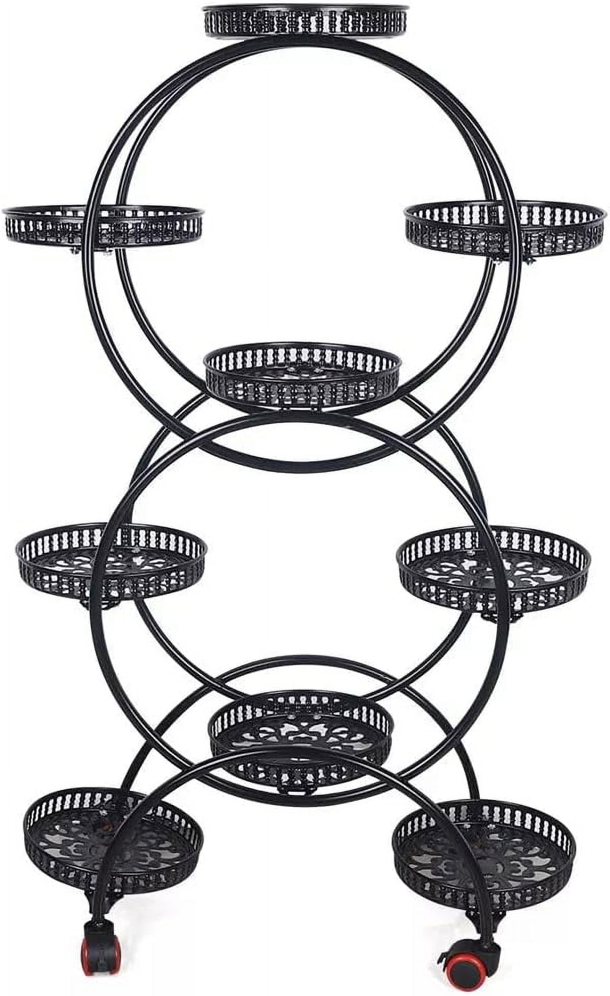 Metal Stand Rack 9-Tray 6-Tier Shelf Display Black Flower Pot Holder ...