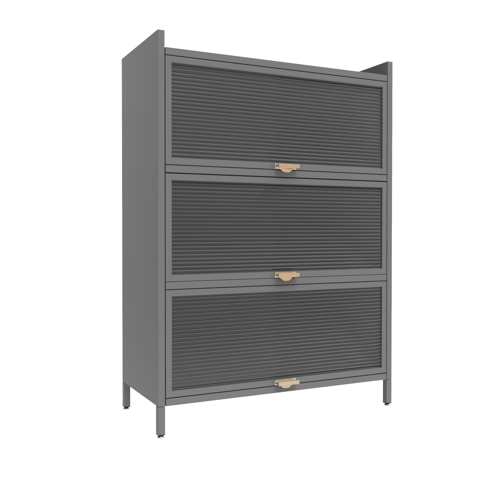 Metal Standing Storage Cabinet, 3 Level Storage with Fluted Flip Doors ...