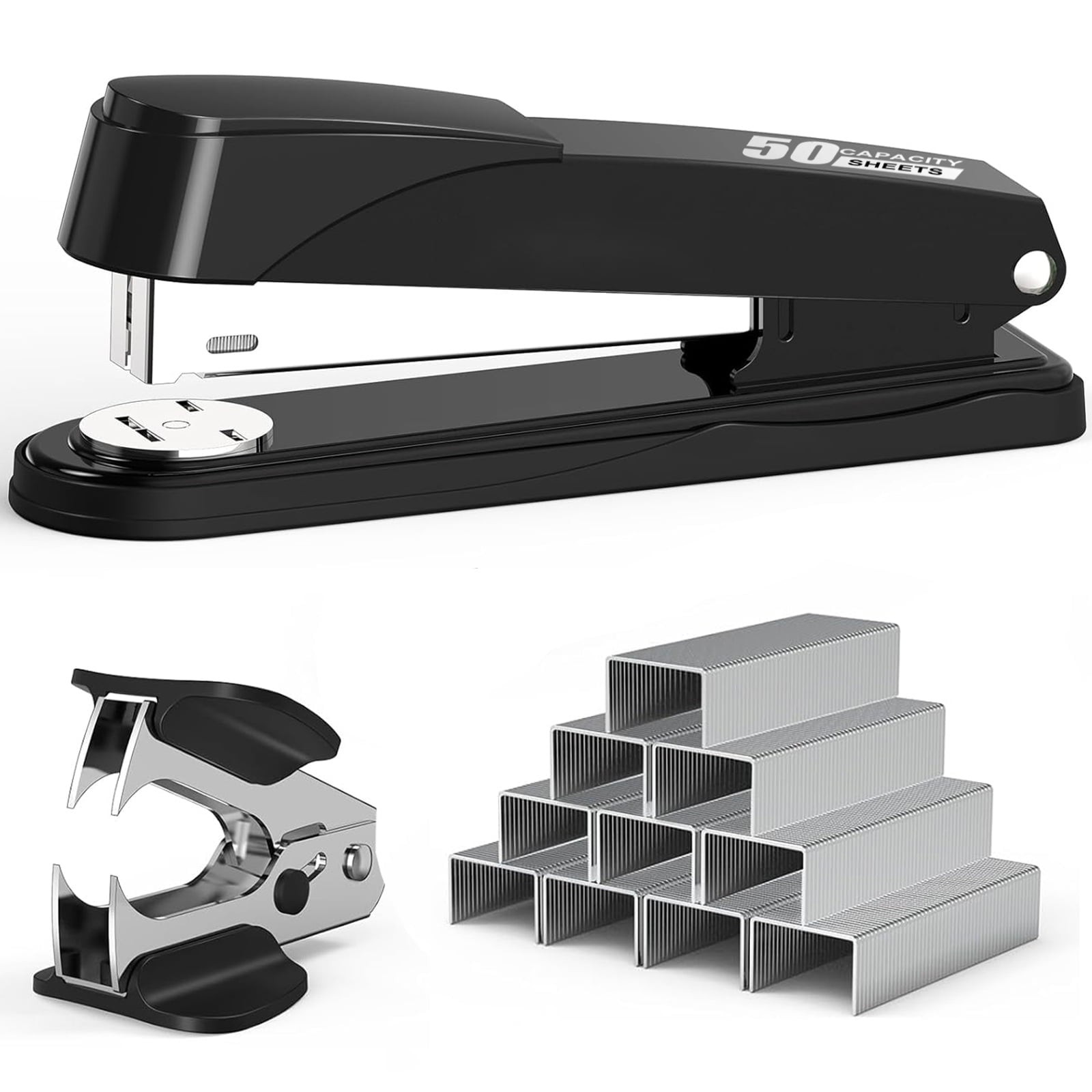 Baodeli Metal Stapler, Heavy Duty, 50 Sheet, 1500 Staples & Remover ...