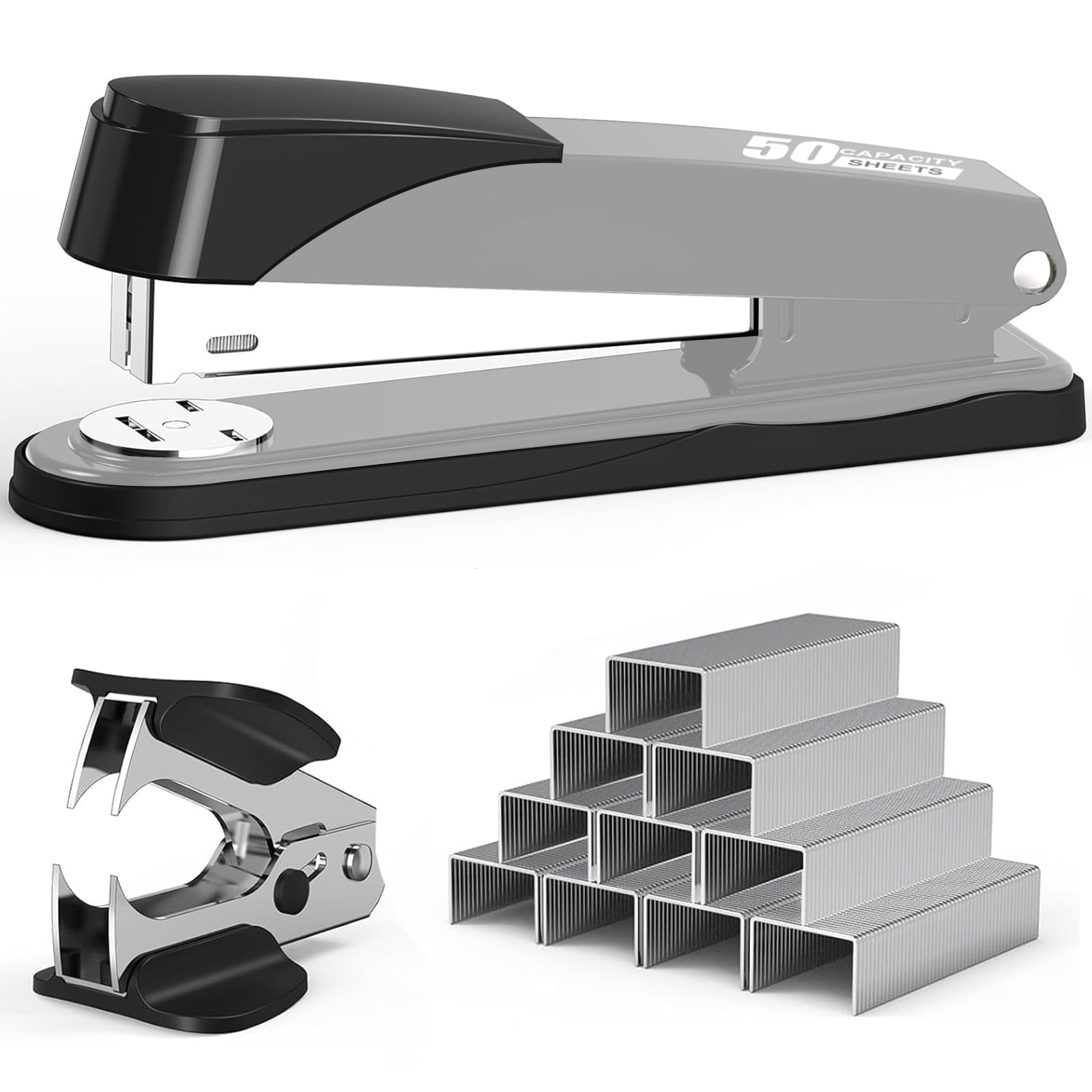 BAODELI Metal Stapler Heavy Duty, 50 Sheet Capacity, 1500 Staples ...