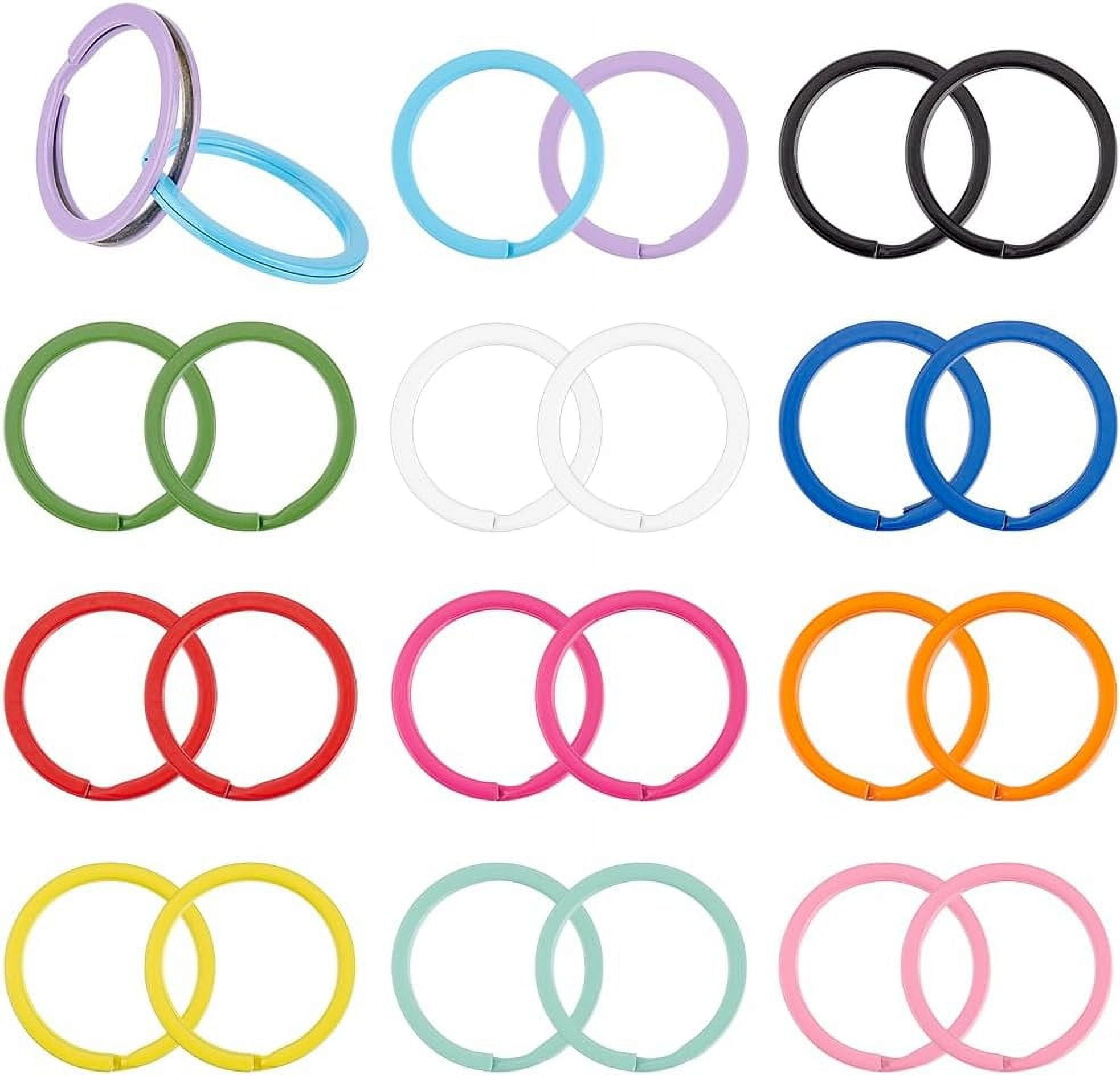 36 Pcs 12 Styles Painted Iron Key Rings Rainbow Round Metal Key Rings ...