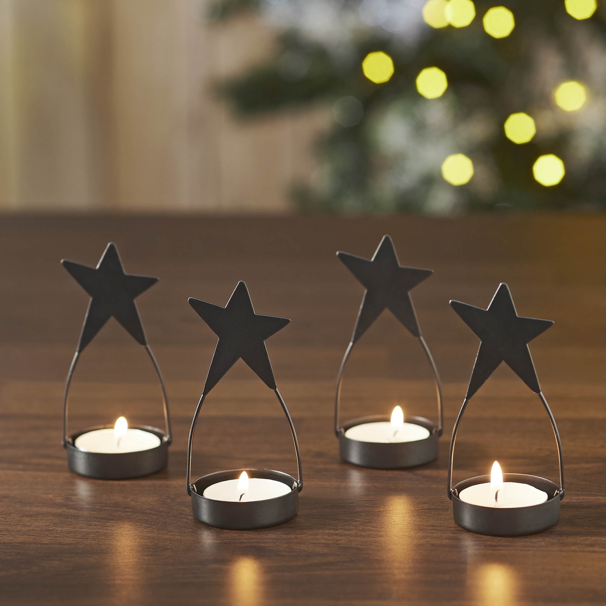 Star Tealight Holder Black Set of 4 4x1.75x1.75 - Walmart.com