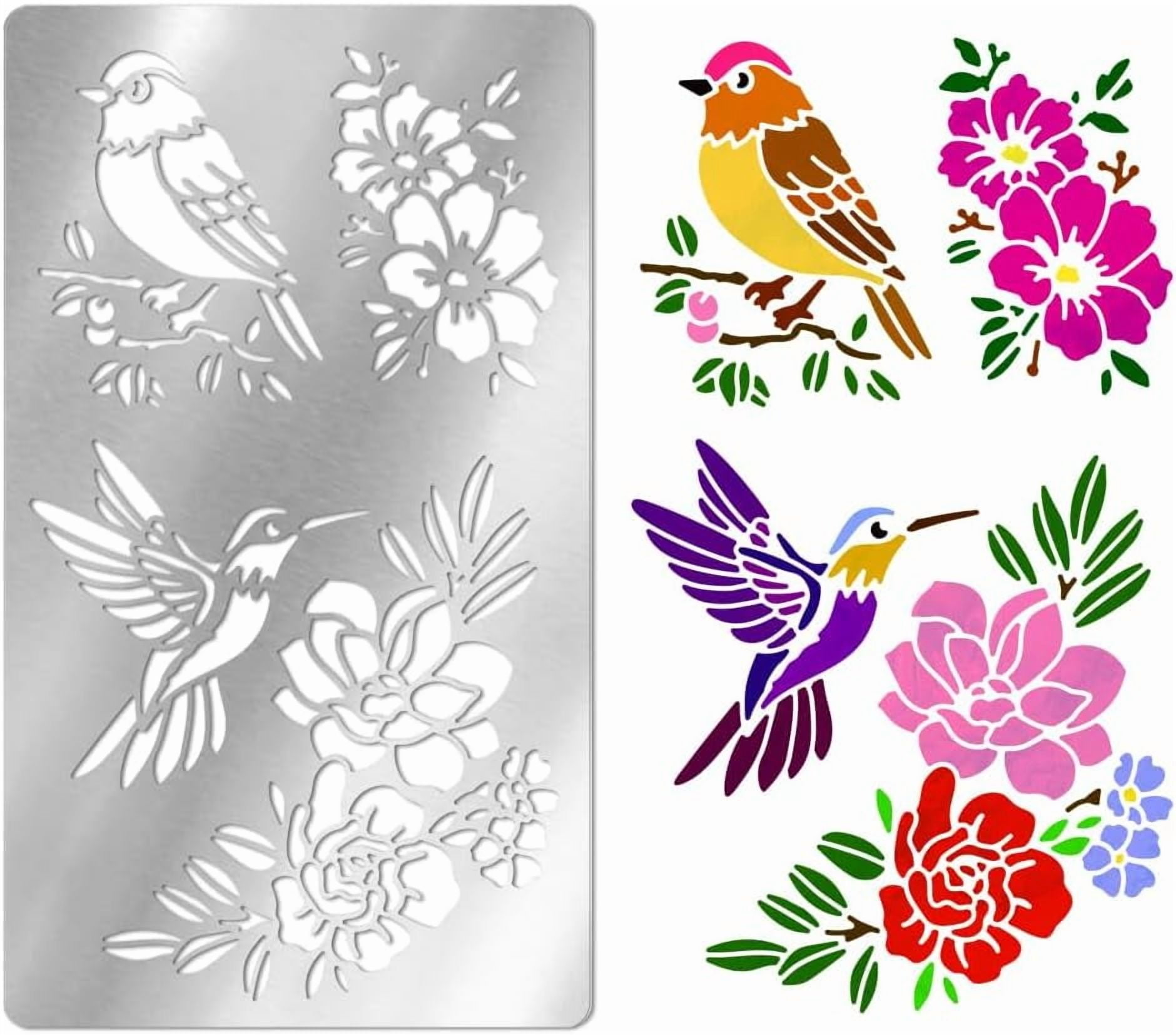Metal Stencils for Craft Wood Burning Flower and Birds Stencils ...