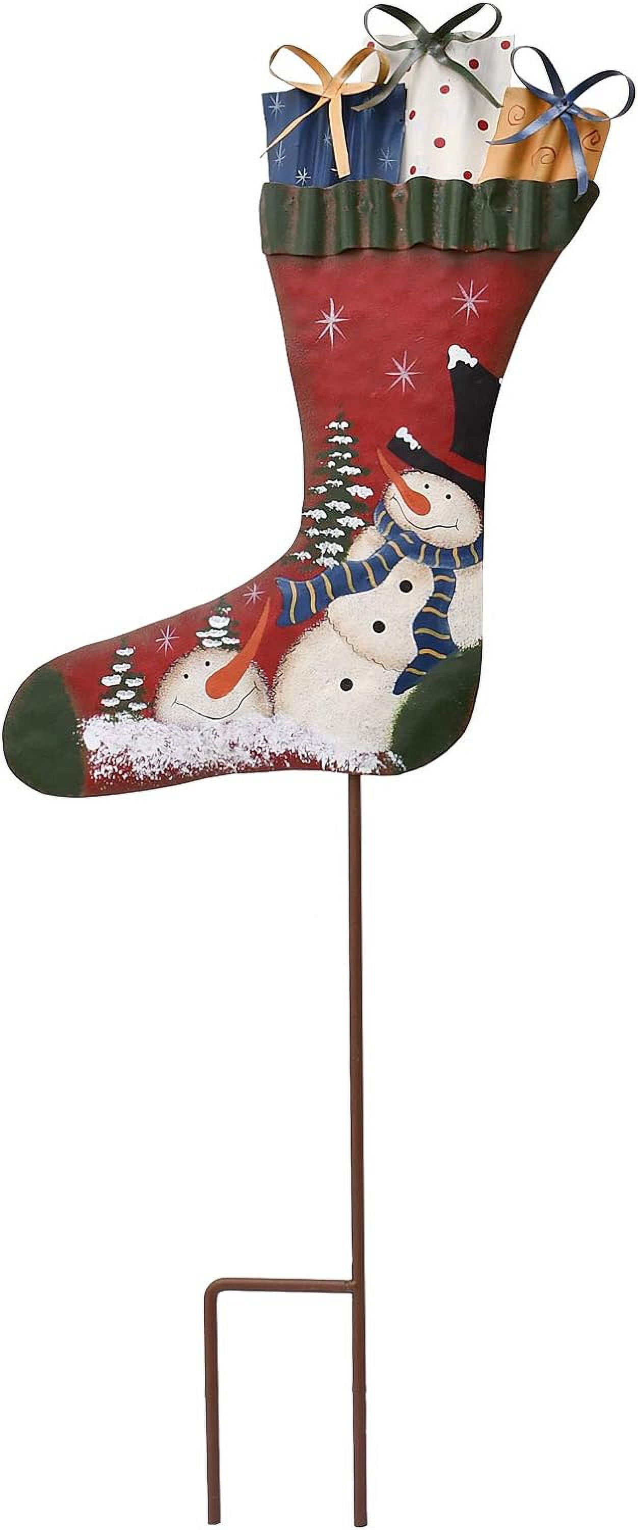 Metal Stocking Christmas Garden Stake Hand Painted Stocking Sign with ...