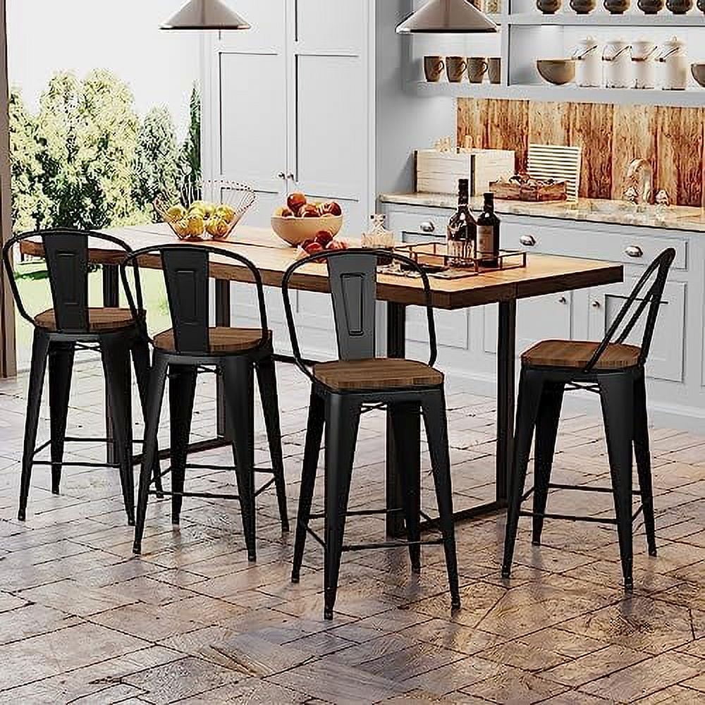 Metal Stools Counter Height Stools Dining Chairs High Back Industrial ...