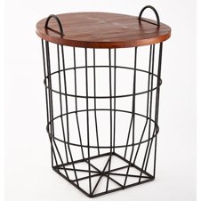 Wire Basket Table Wood Top