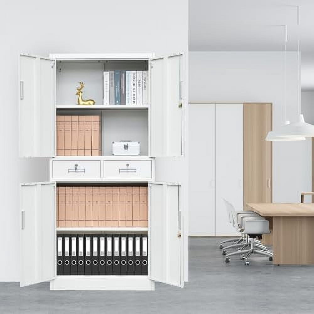 Metal Storage Cabinet with 1 Lockable Drawer, 71 "H Lockable Steel ...