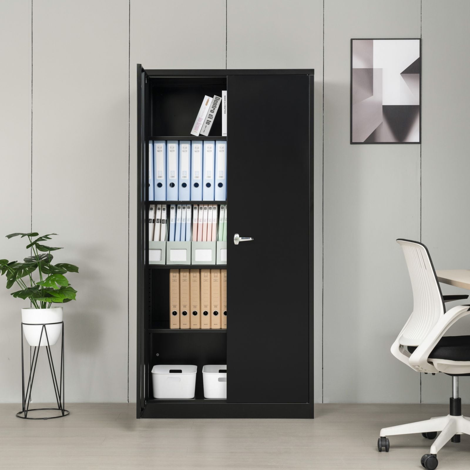 Metal Storage Cabinet 2 Door Steel Locker Storage Cabinets with ...