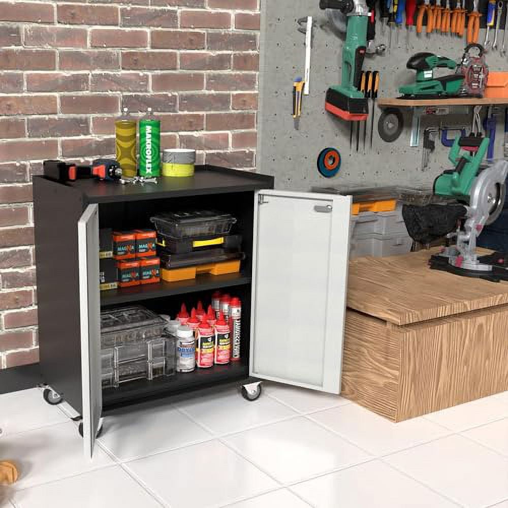 Metal Storage Cabinet with 2 Doors and 1 Adjustable Shelves,35.4" H Top ...