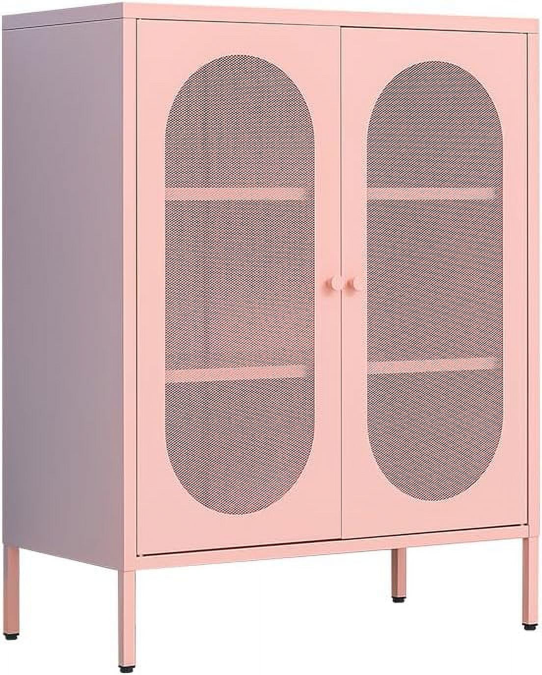 Metal Storage Cabinet with 2 Mesh Doors, Steel Display Cabinets Buffet ...