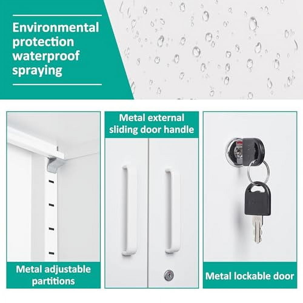 Metal Storage Cabinet with 3 Adjustable Shelves,Garage Storage Cabinet ...