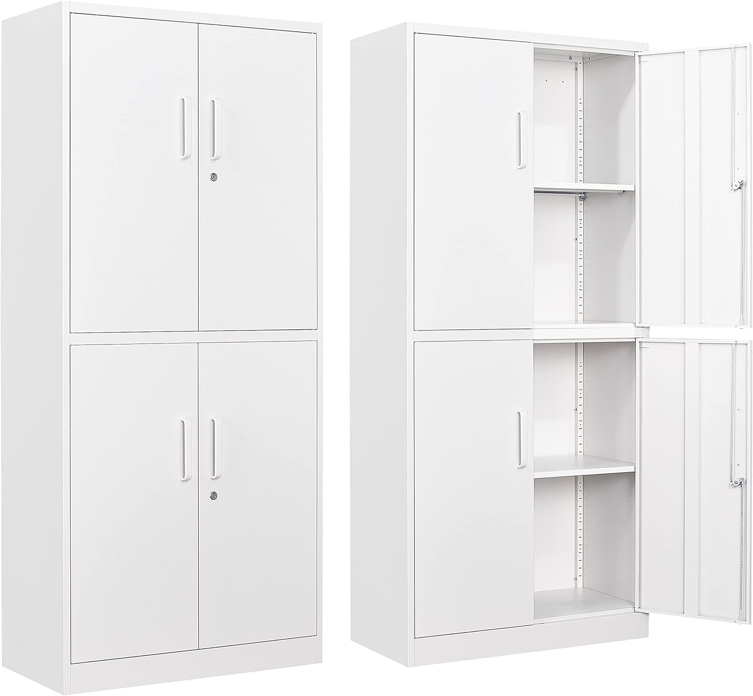 Metal Storage Cabinet with 3 Adjustable Shelves,Garage Storage Cabinet ...