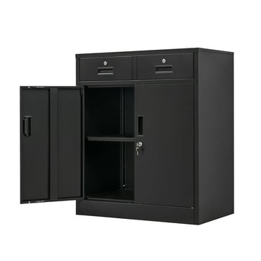 Edsal 28"W x 14"D x 26"H Garage Wall Mount Storage Cabinet, Black ...
