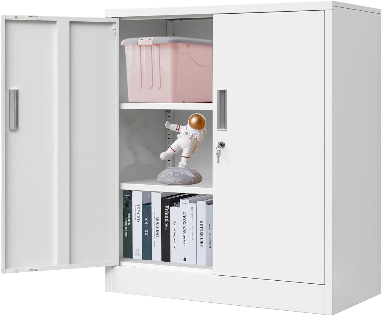 Metal Storage Cabinet, 36" Lockable Garage Cabinet with Doors and ...