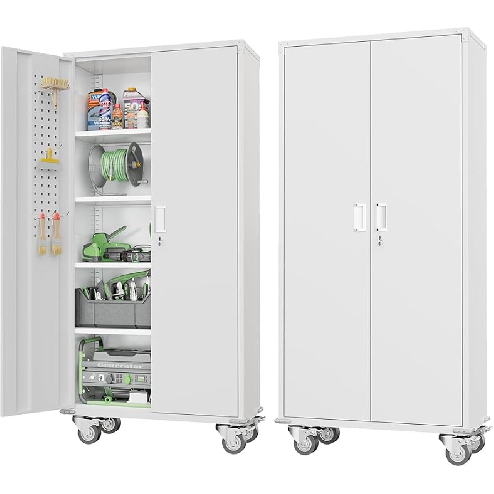 Metal Storage Cabinet, 36" Locking Storage Cabinet with Doors and ...