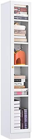 Metal Storage Cabinet with 4 Adjustable Shelf, 71" Steel Narrow Library ...