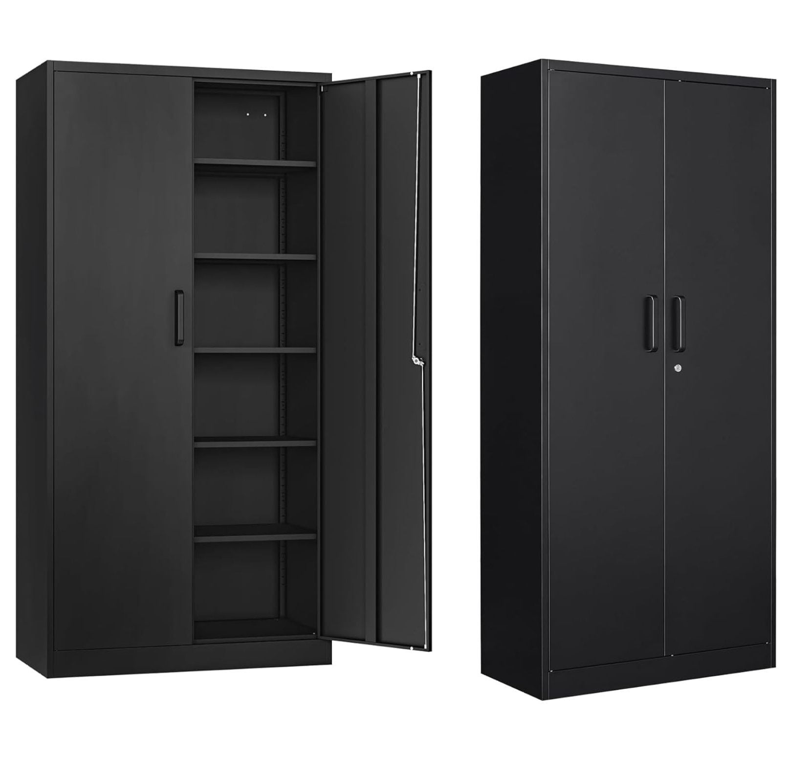 Metal Storage Cabinet with 5 Adjustable Shelves,Garage Storage Cabinet ...