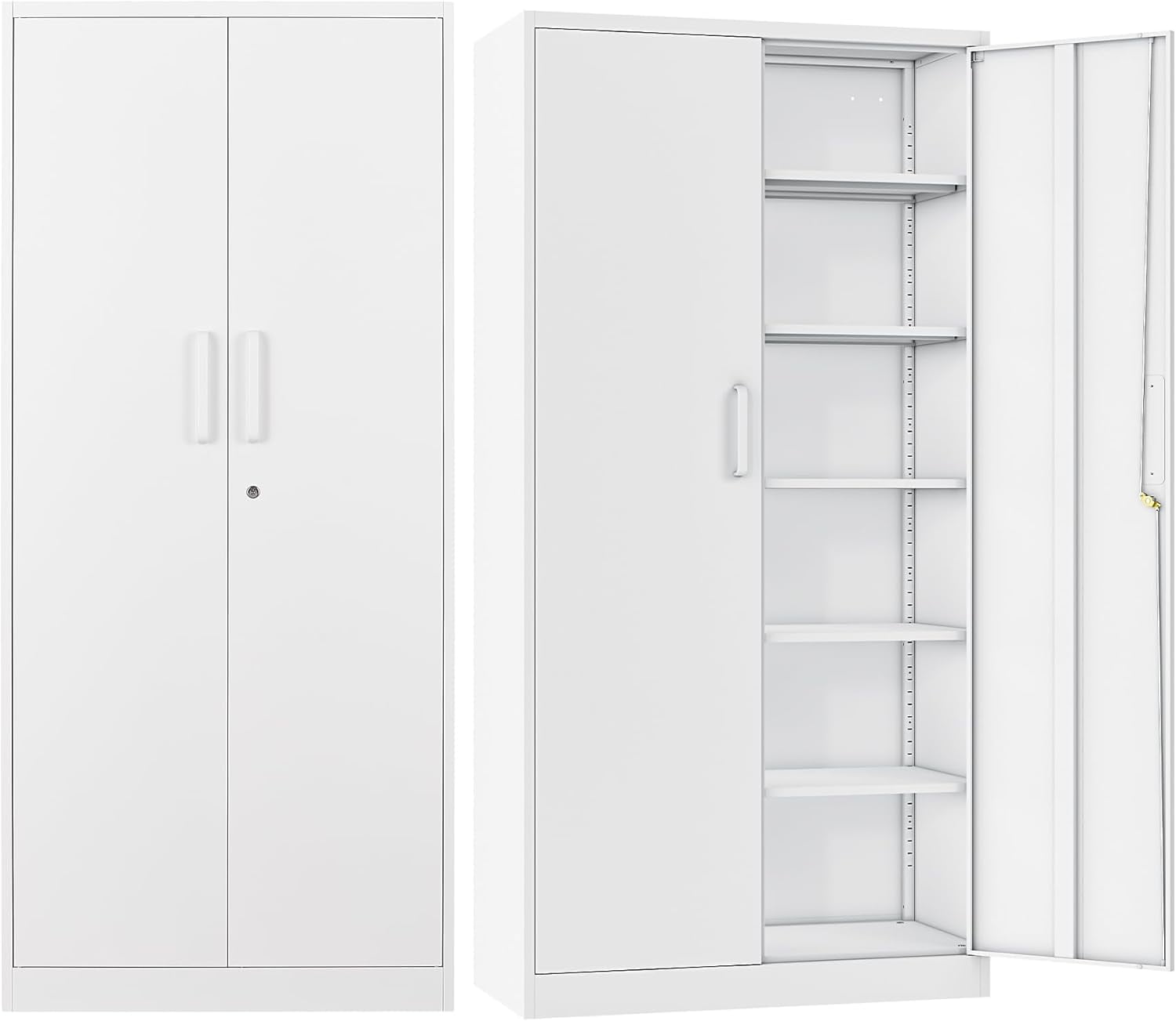 Metal Storage Cabinet with 5 Adjustable Shelves and Lock Metal Garage ...