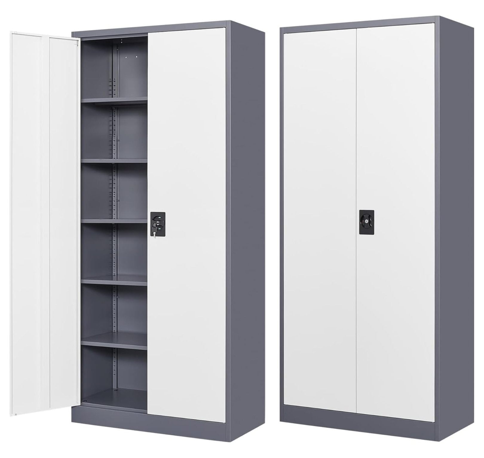 Metal Storage Cabinet with 6 Shelves,Garage Storage Cabinet with Lock ...