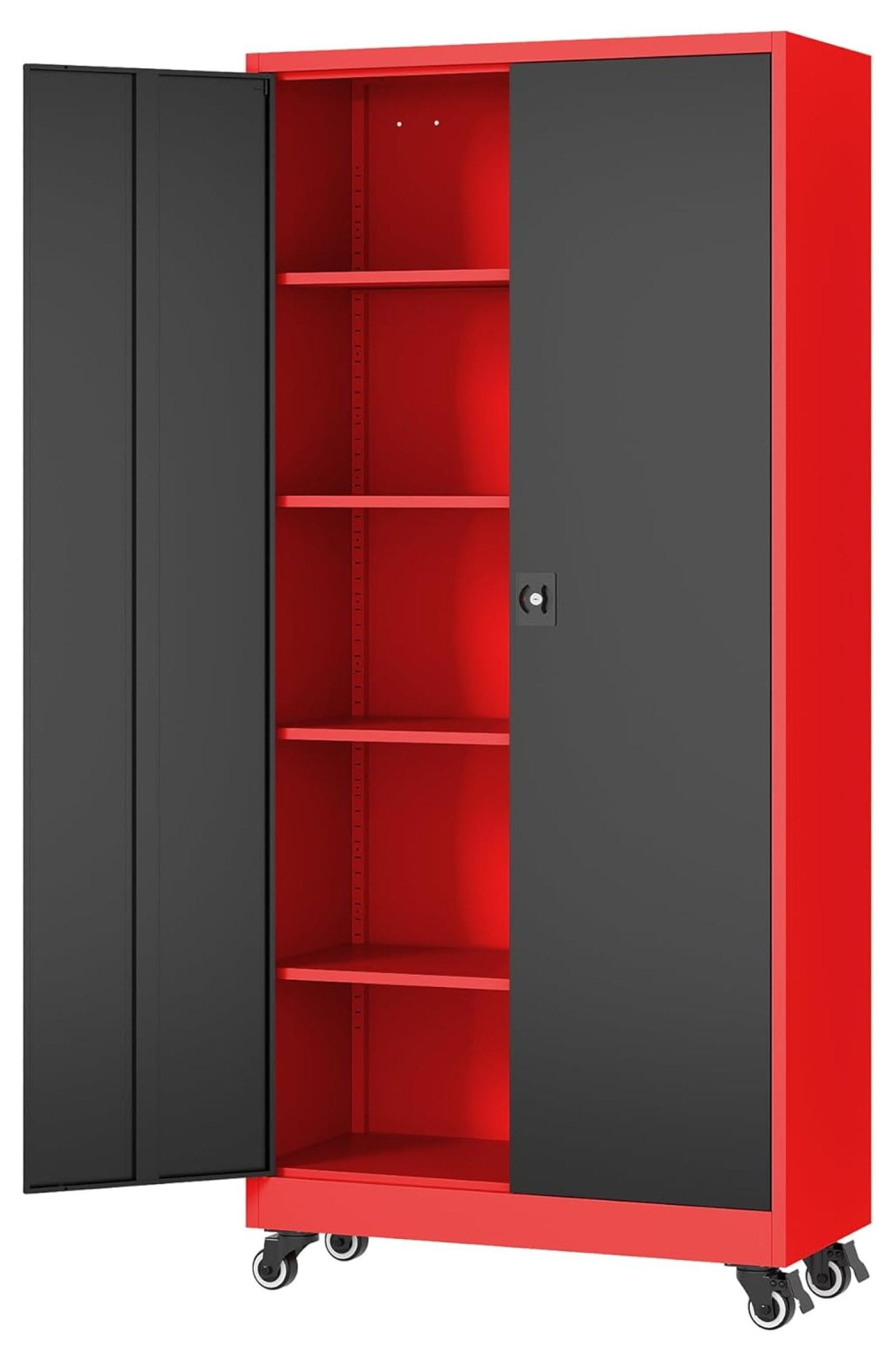 Metal Storage Cabinet-70” Tall Steel File Cabinets with Wheels Lockable ...