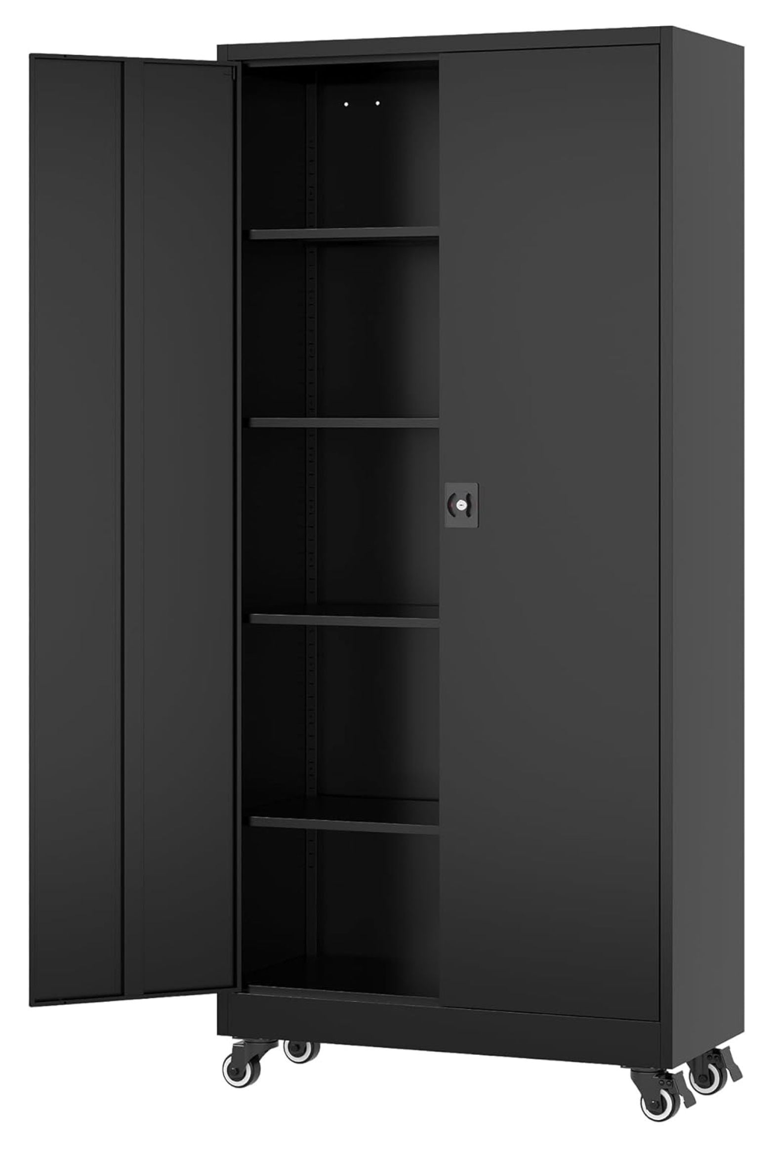 Metal Storage Cabinet-70” Tall Steel File Cabinets with Wheels Lockable ...
