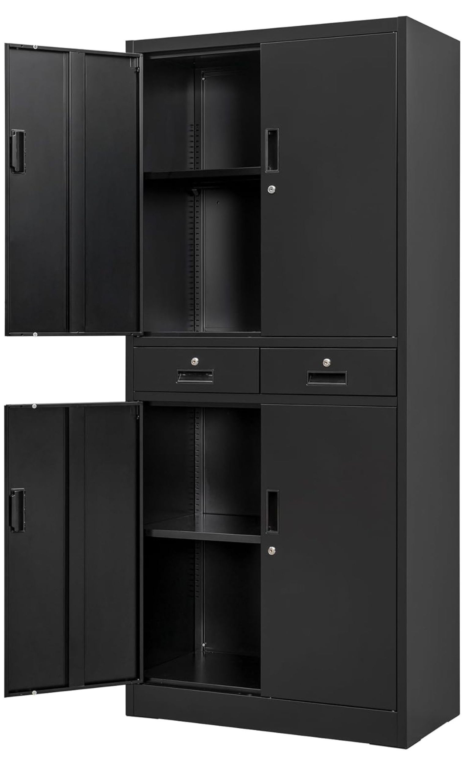 Metal Storage Cabinet，71" Garage Storage Cabinet with 2 Locking Drawer ...