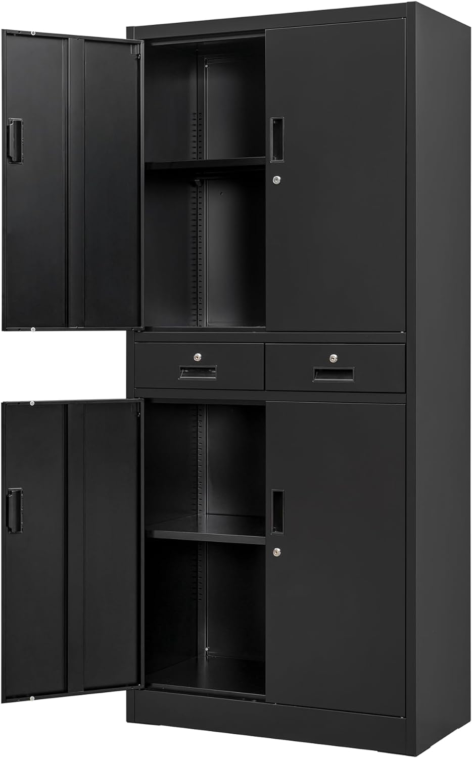 Metal Storage Cabinet，71" Garage Storage Cabinet with 2 Locking Drawer ...