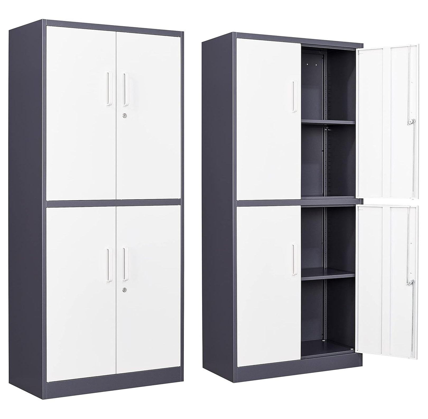 Metal Storage Cabinet - 71 Inch Tall Large Steel Utility Locker with ...