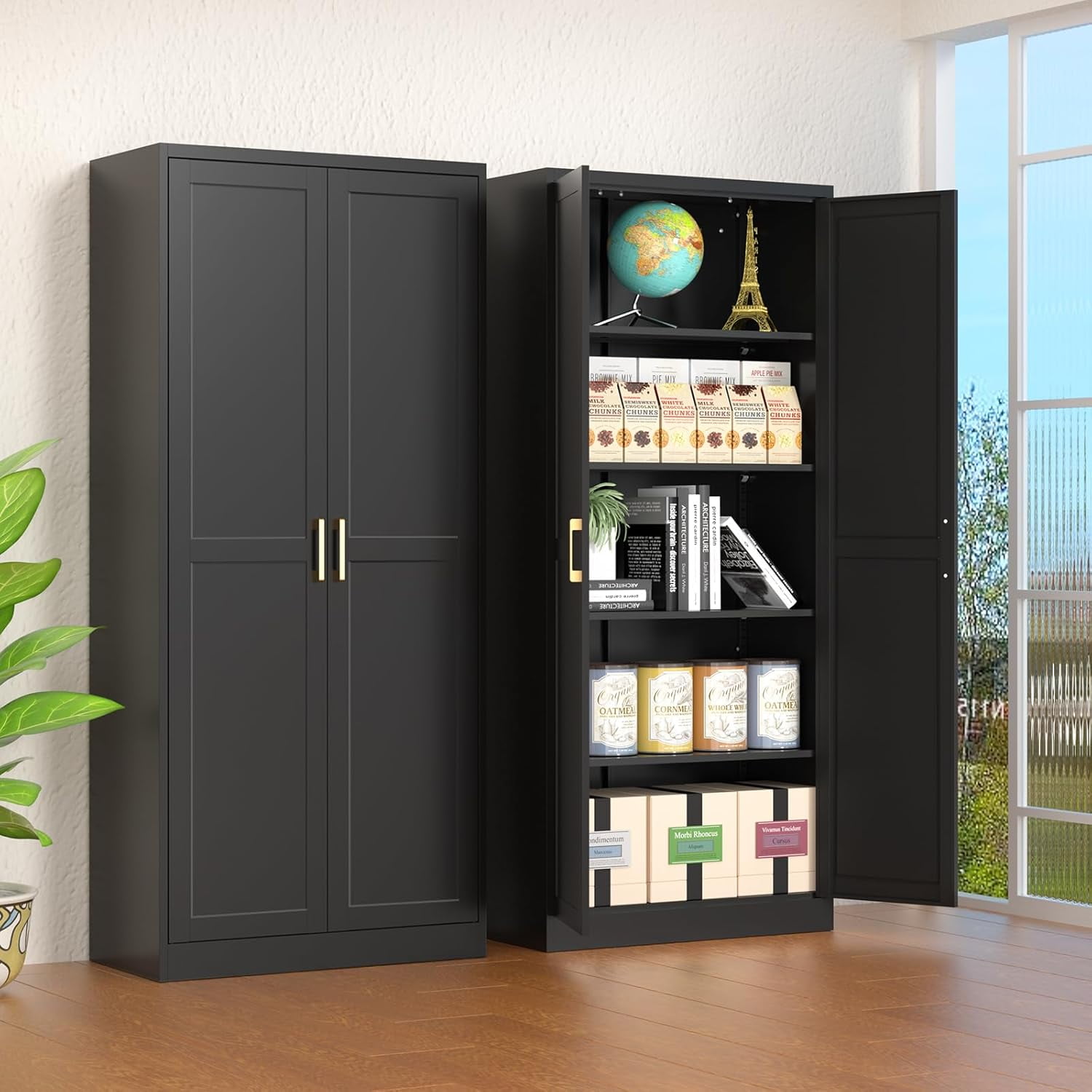 Metal Storage Cabinet, 71 Inch Tall Pantry Cabinet with Doors and ...