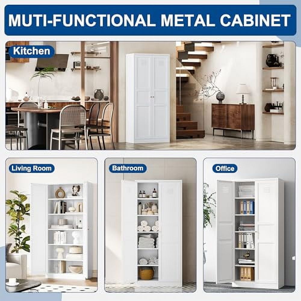 Metal Storage Cabinet-71” Tall Steel File Cabinets with Doors and 5 ...