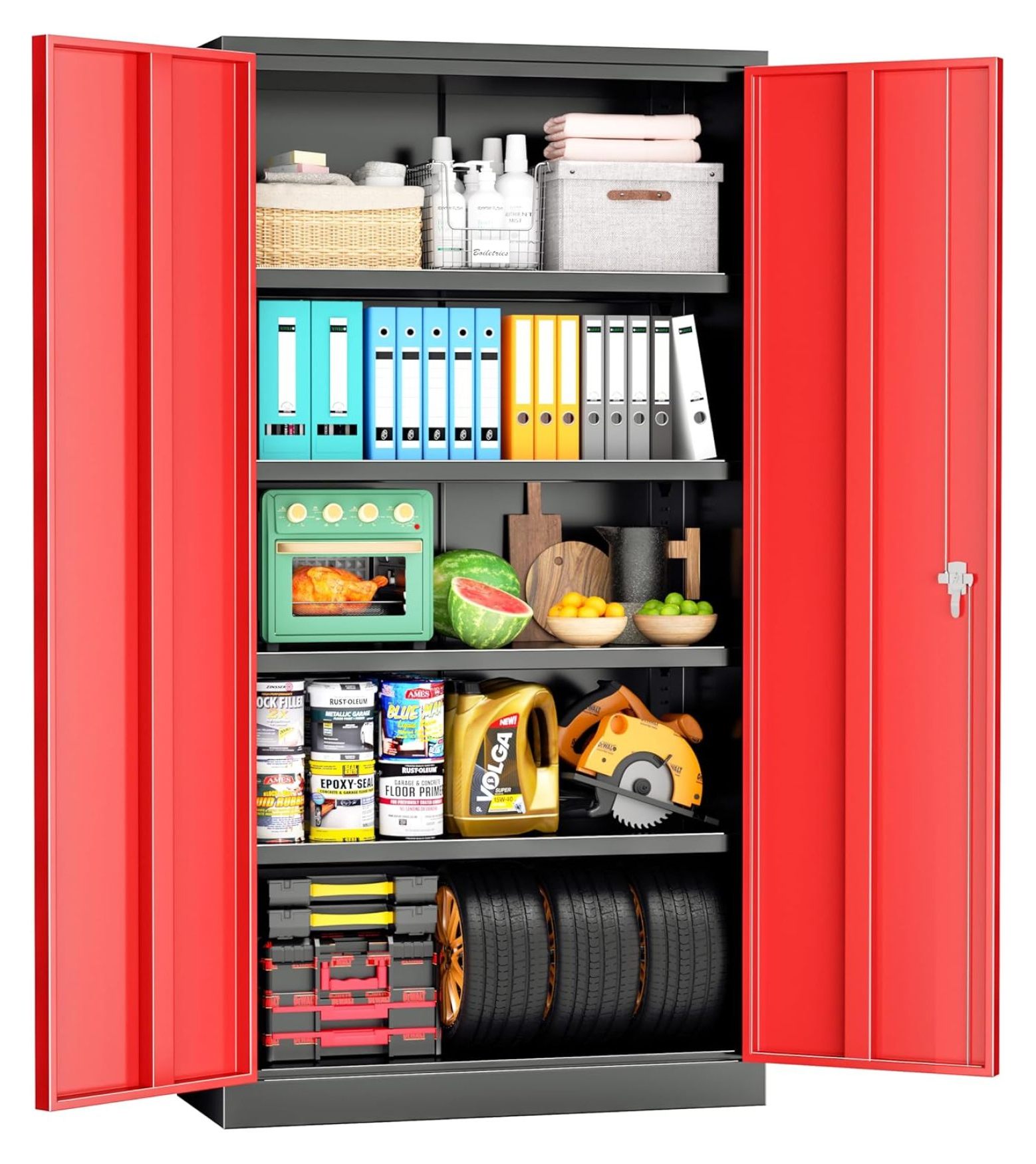 Metal Storage Cabinet 72"×36"×18", Tall Storage Cabinet with 2 Doors ...