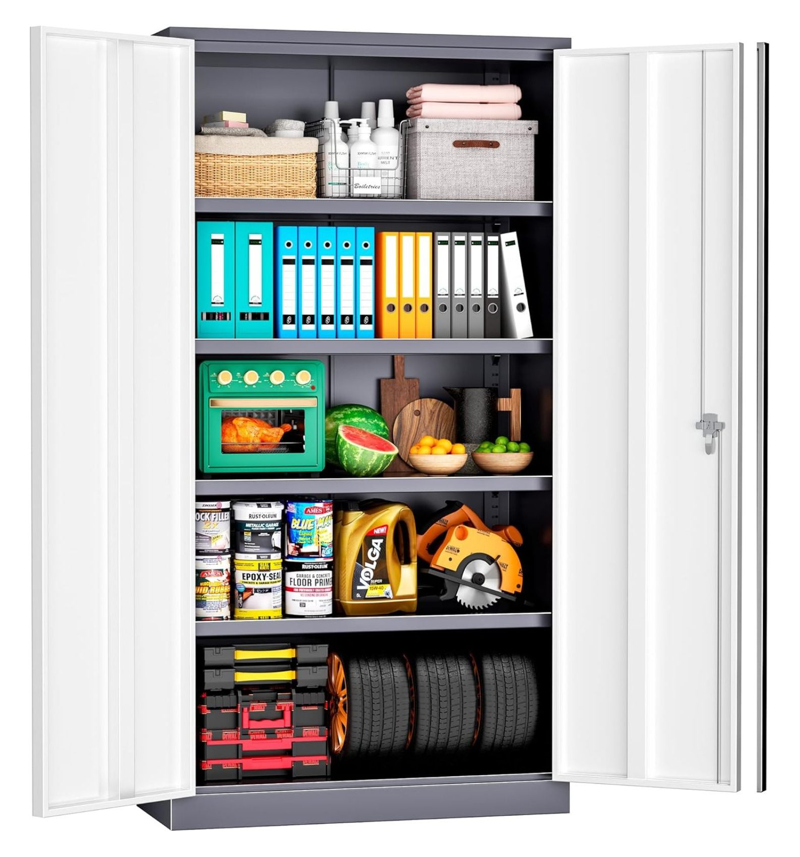 Metal Storage Cabinet 72"×36"×18", Tall Storage Cabinet with 2 Doors ...
