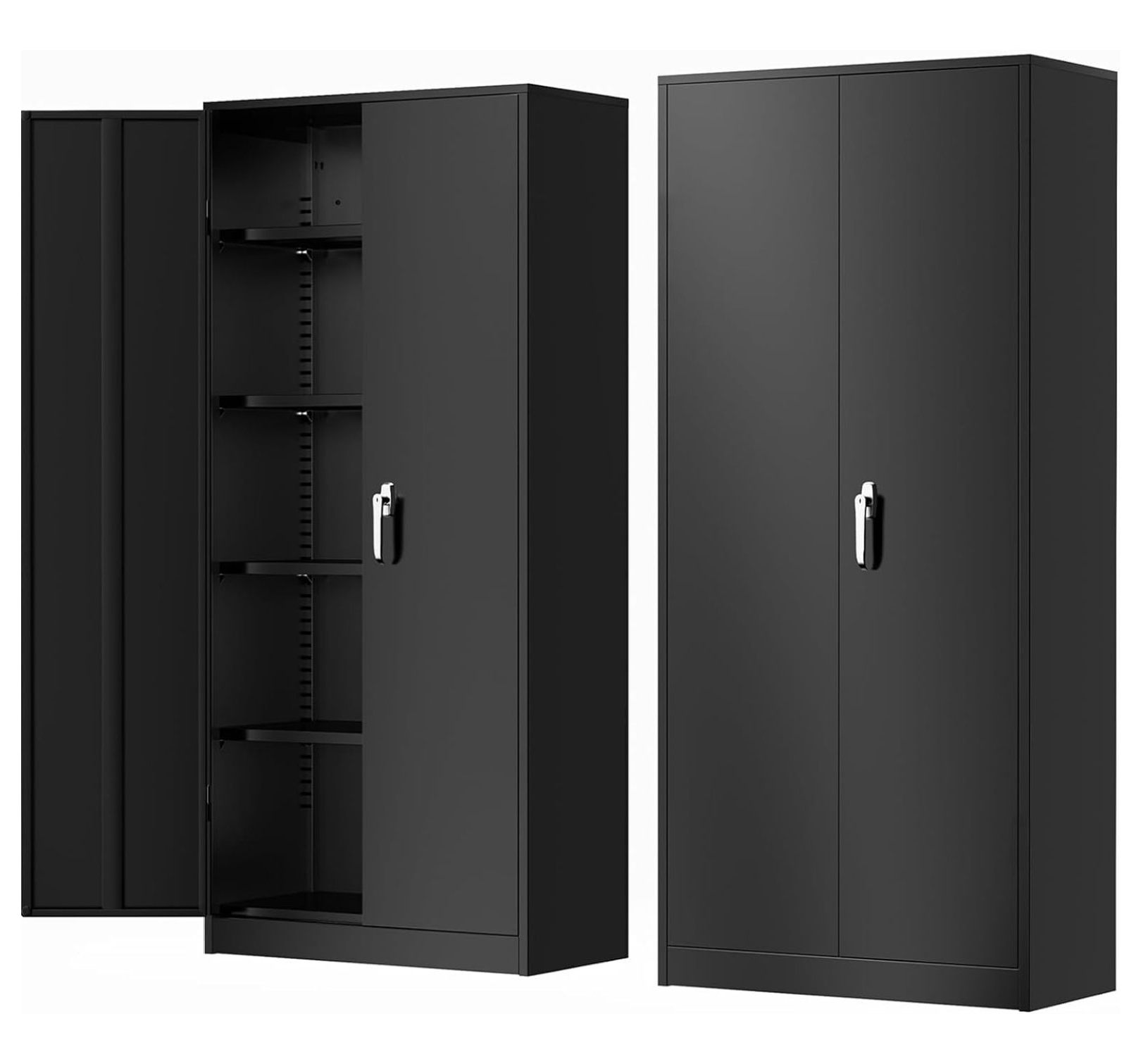 Metal Storage Cabinet, 72" Black Locking Storage Cabinets with Doors ...