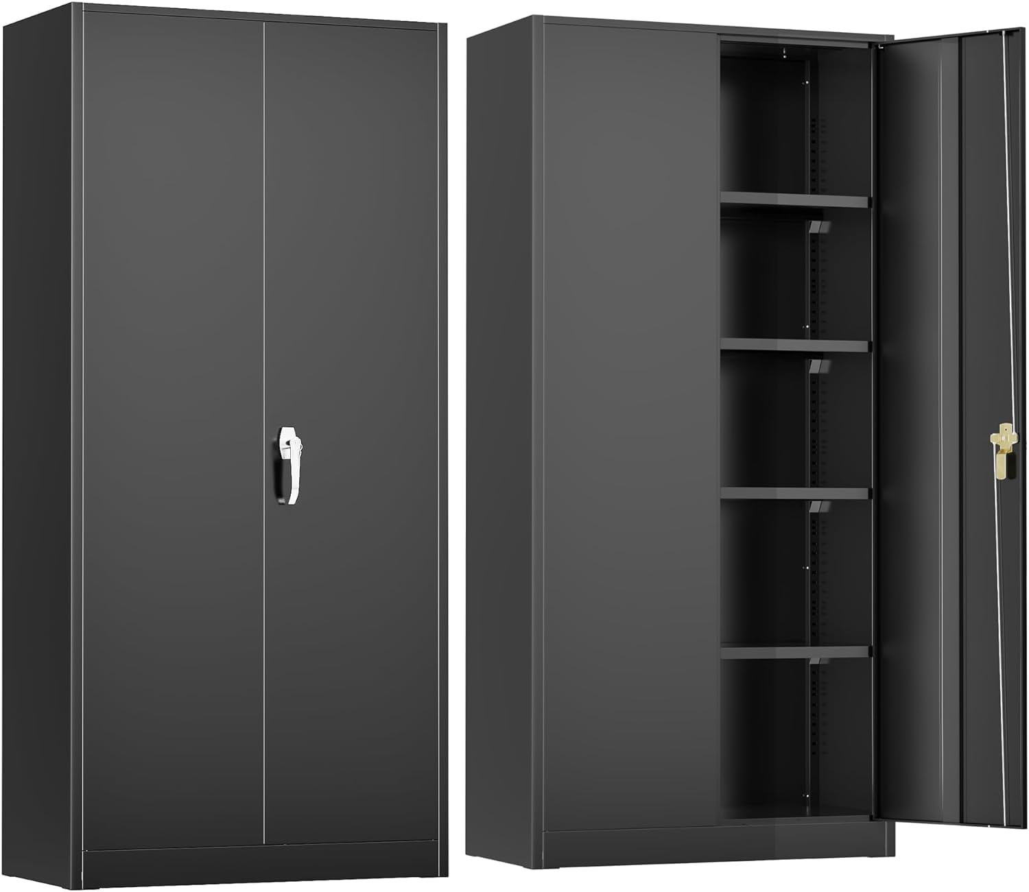 Metal Storage Cabinet, 72" Black Locking Storage Cabinets with Doors ...