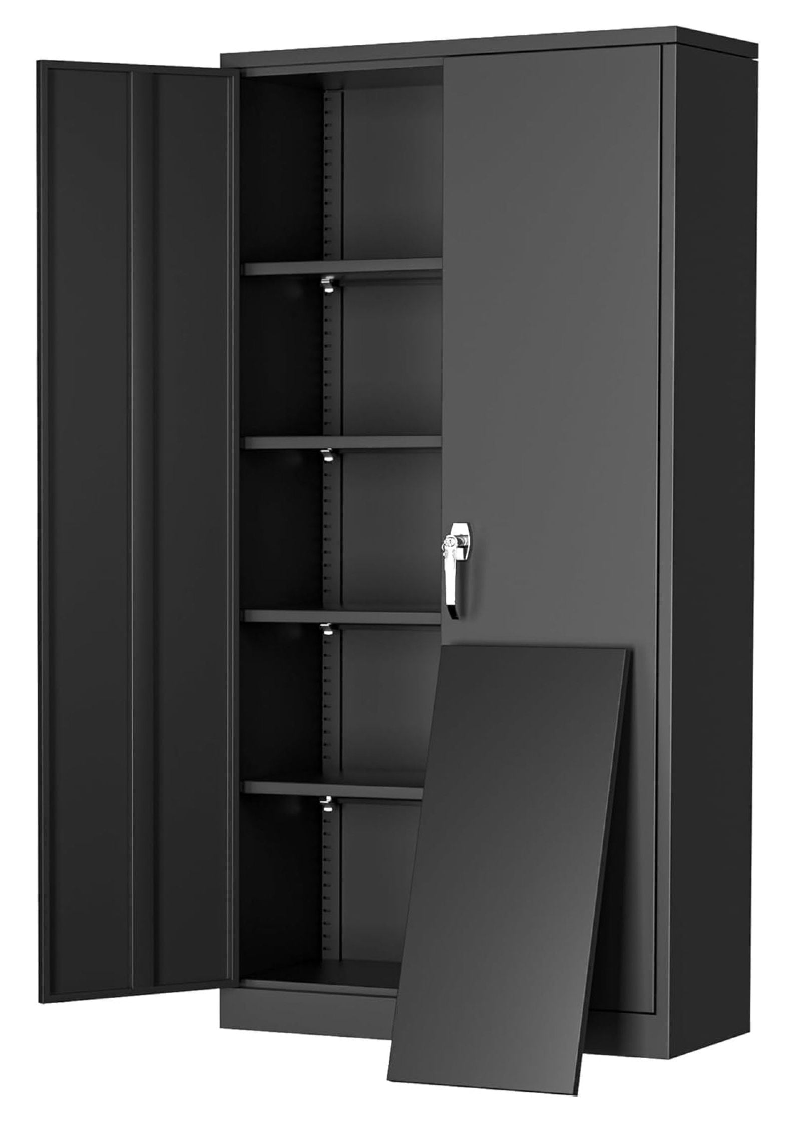 Metal Storage Cabinet, 72" Black Metal Locking Storage Cabinet with ...