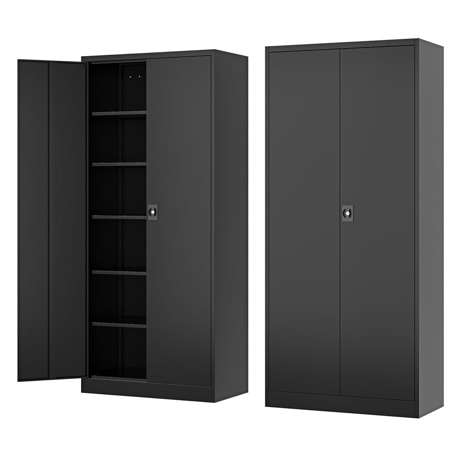 Metal Storage Cabinet-72” Black Tall Steel File Cabinets with Lockable ...