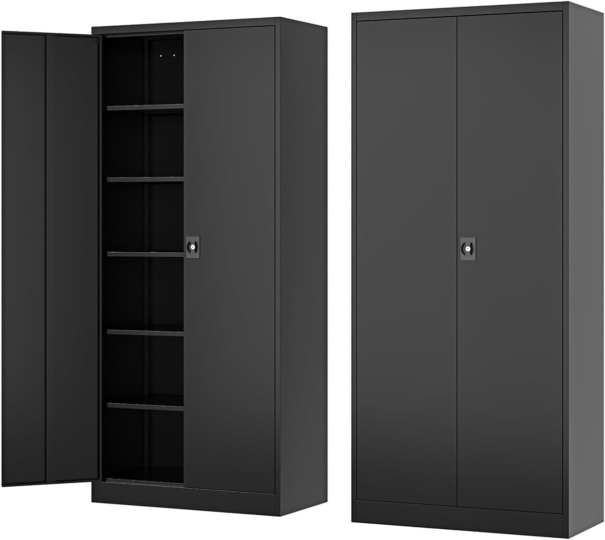Metal Storage Cabinet-72” Black Tall Steel File Cabinets with Lockable ...