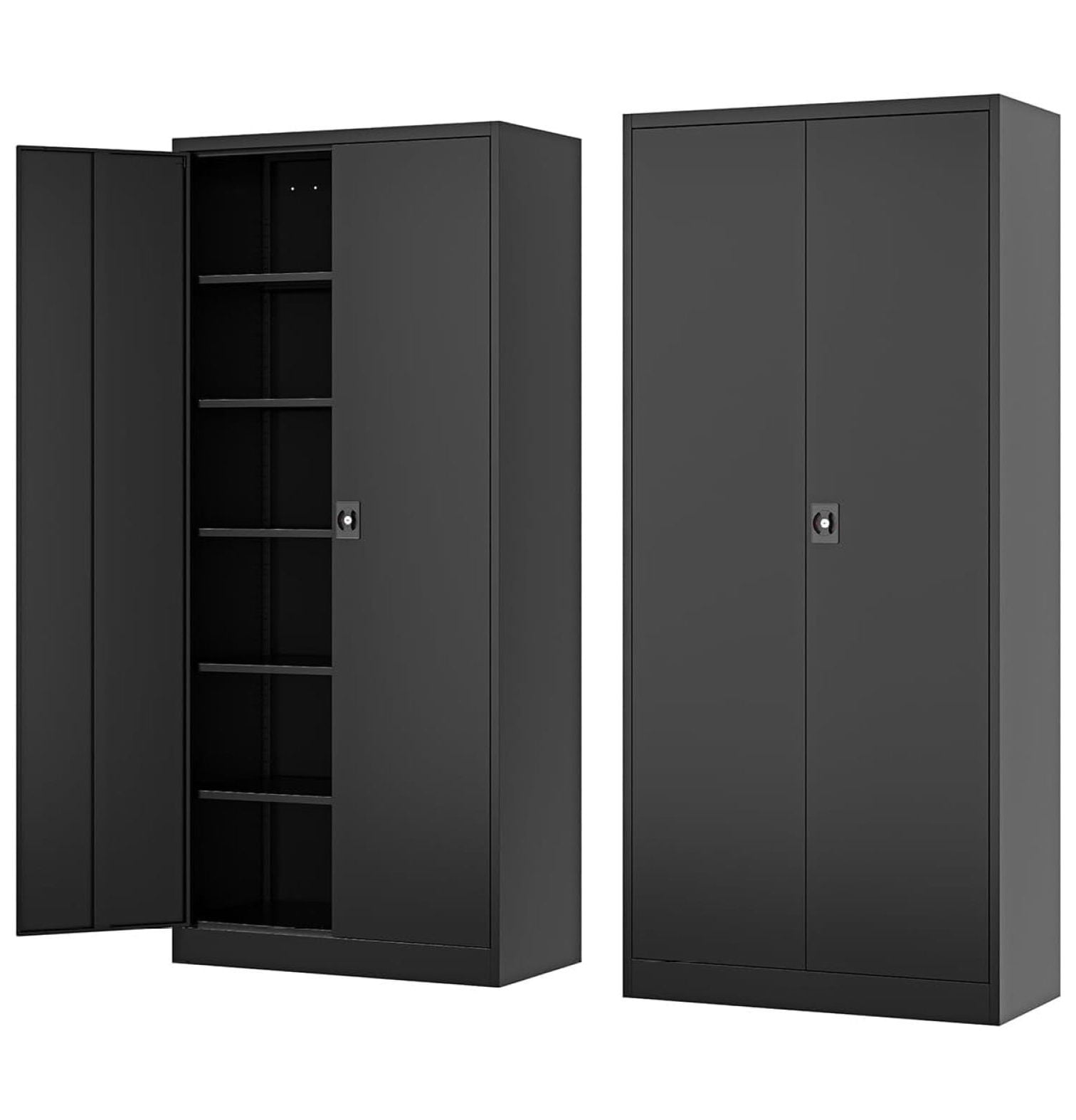 Metal Storage Cabinet-72” Black Tall Steel File Cabinets with Lockable ...