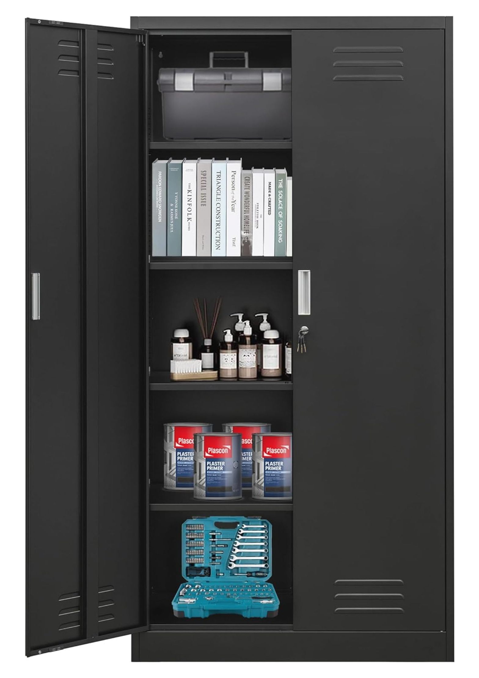 Metal Storage Cabinet, 72" H x 36" W x 18" D Locking Cabinets with ...