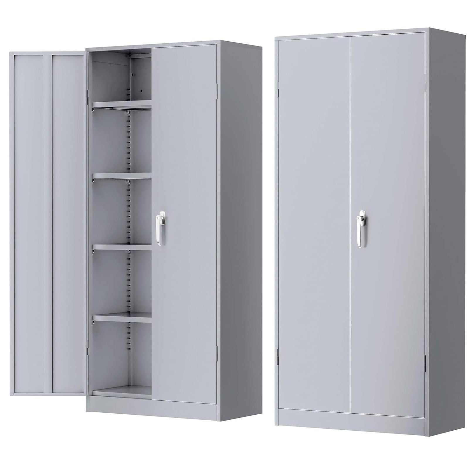Metal Storage Cabinet, 72” Tall Locking Steel Storage Cabinet with 2 ...