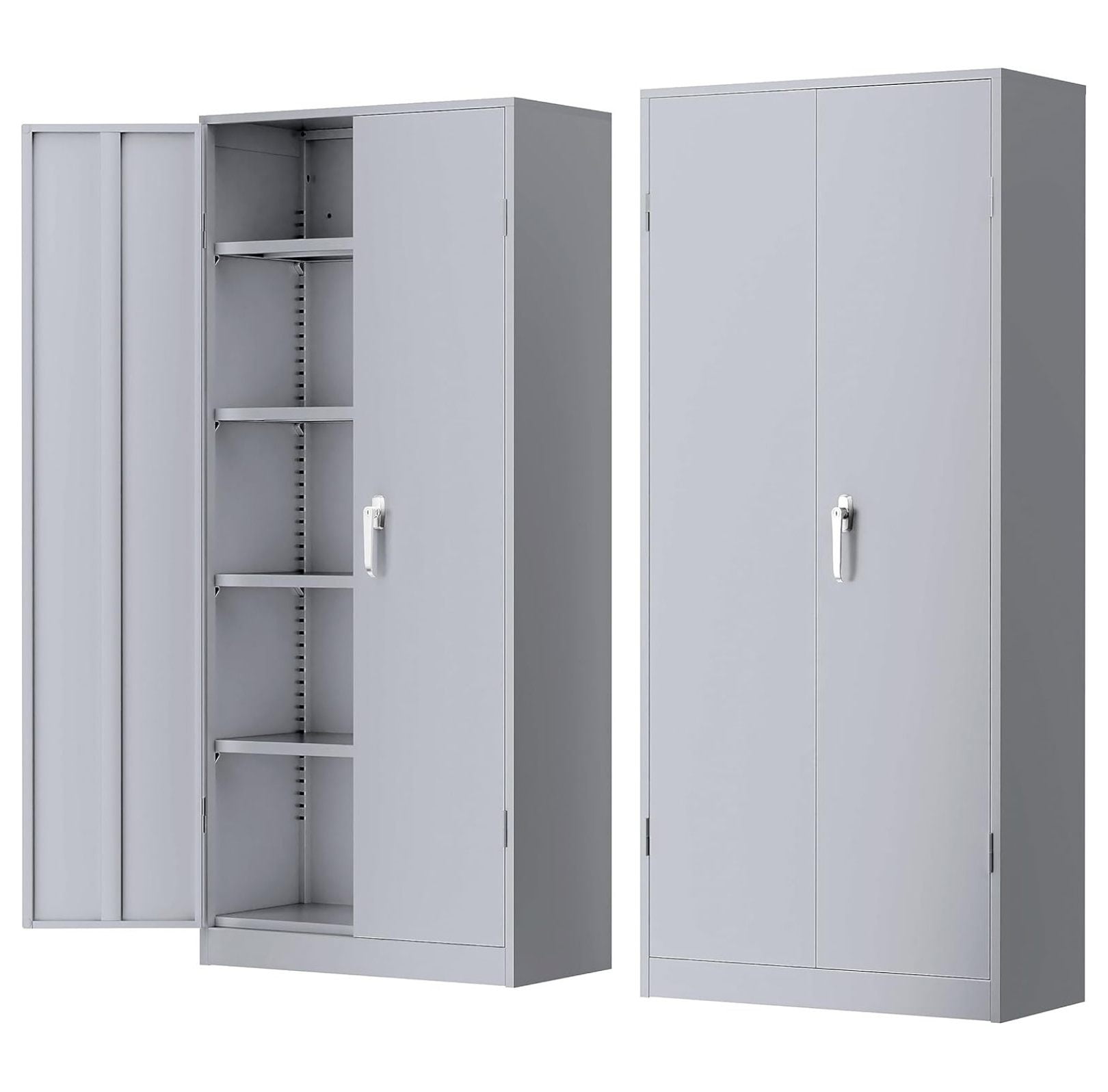 Metal Storage Cabinet, 72” Tall Locking Steel Storage Cabinet with 2 ...