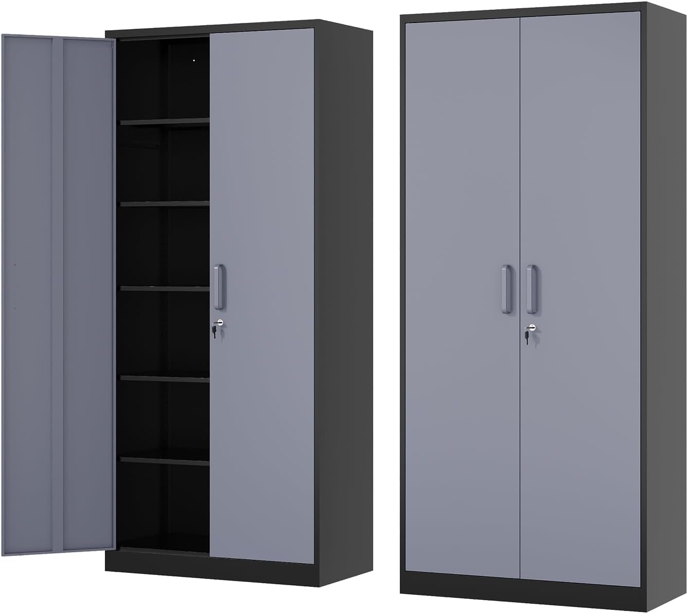 Metal Storage Cabinet-72” Tall Steel File Cabinets with Lockable Doors ...