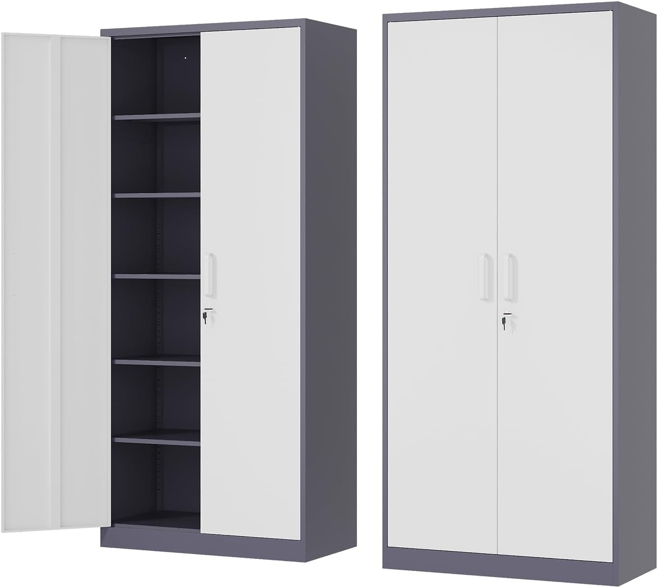 Metal Storage Cabinet-72” Tall Steel File Cabinets with Lockable Doors ...