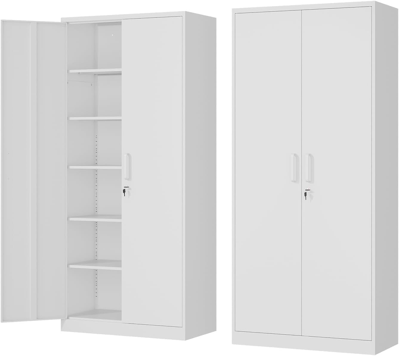 Metal Storage Cabinet-72” Tall Steel File Cabinets with Lockable Doors ...
