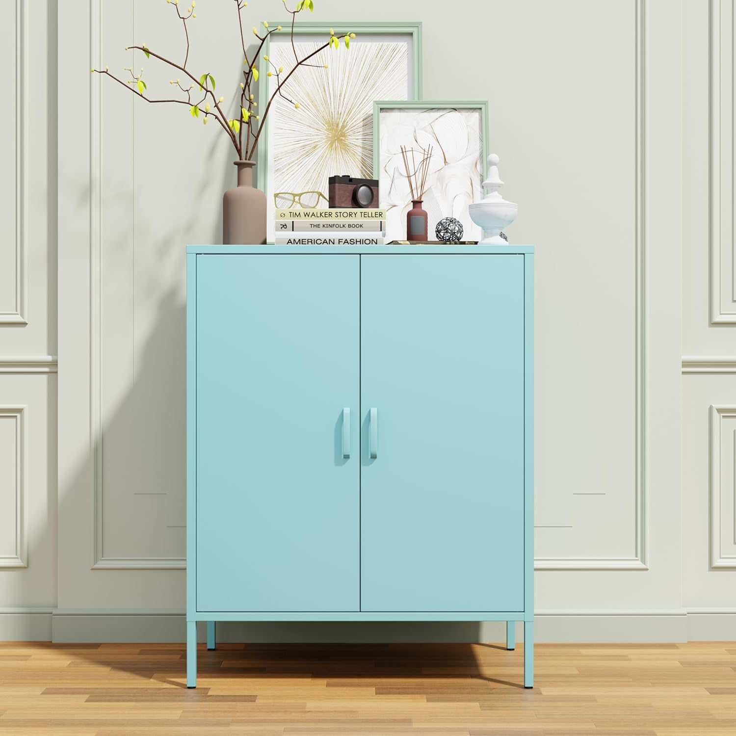 Metal Storage Cabinet 72H Display Cabinets with 2 Mesh Door Pantry ...